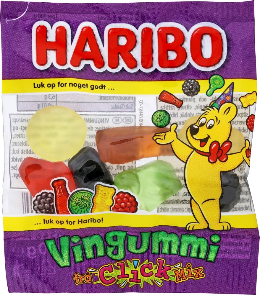 Click Mix Vingummi Mini Pose Haribo 100 stk – Slikaway.dk